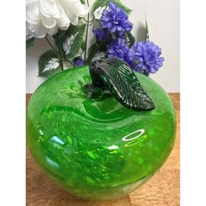 Accents | Large Green Murano Glass Apple Sculpture Hand Blown Italian ...